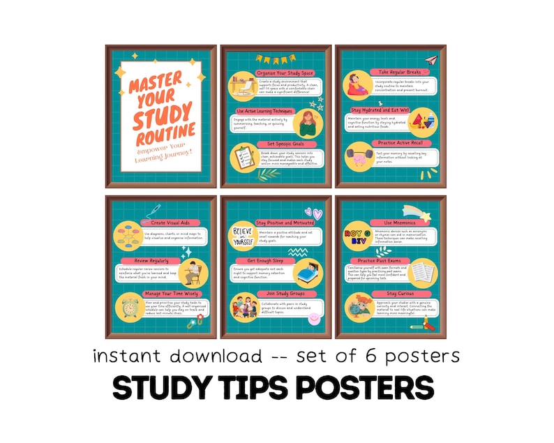 Study Tips (set of 6) Printable Posters, Educational Resources ...