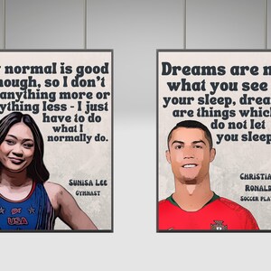 Retro Inspirational Athletes (set of 8) Printable Posters, Motivational ...