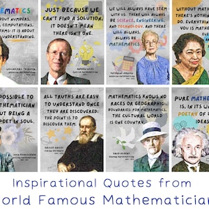 Famous Mathematicians Posters (set of 8) Printable, Math Classroom ...