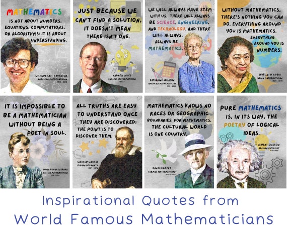 Famous Mathematicians Posters Printable Math Classroom Decor Set of 8 ...