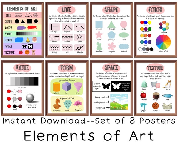 Elements Of Art Posters Set Of 8 Printables Art Classroom Etsy