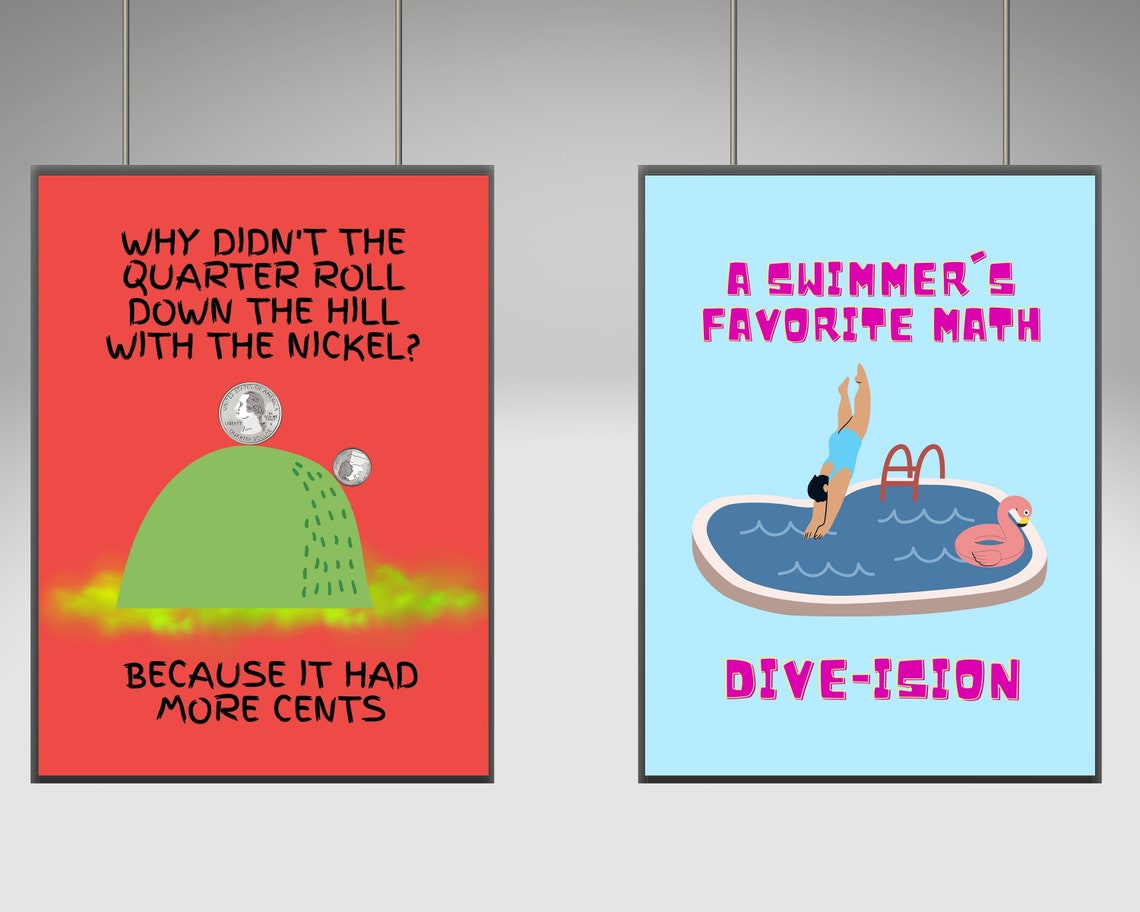 Math Puns Posters (set of 8) Printables VOL3, Math Classroom Decor ...