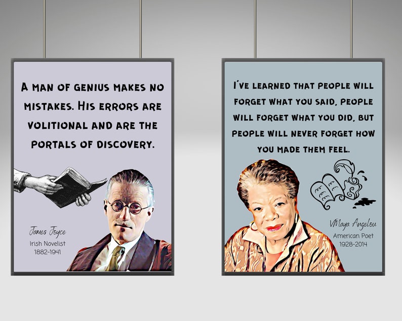 Famous Authors Posters set of 8 Printable English Classroom - Etsy