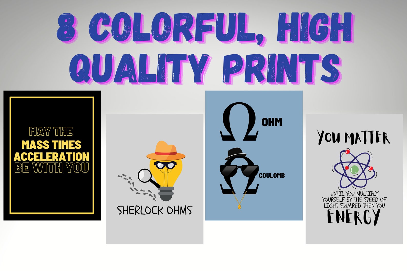 Science Posters set of 8 Printables Physics Puns Science - Etsy