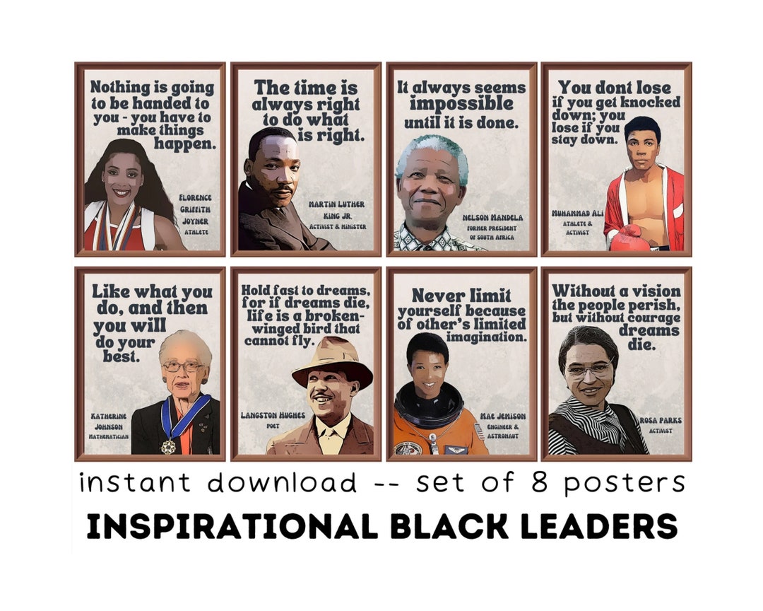 Retro Black Leaders in History (set of 8) Printable Posters, Black ...