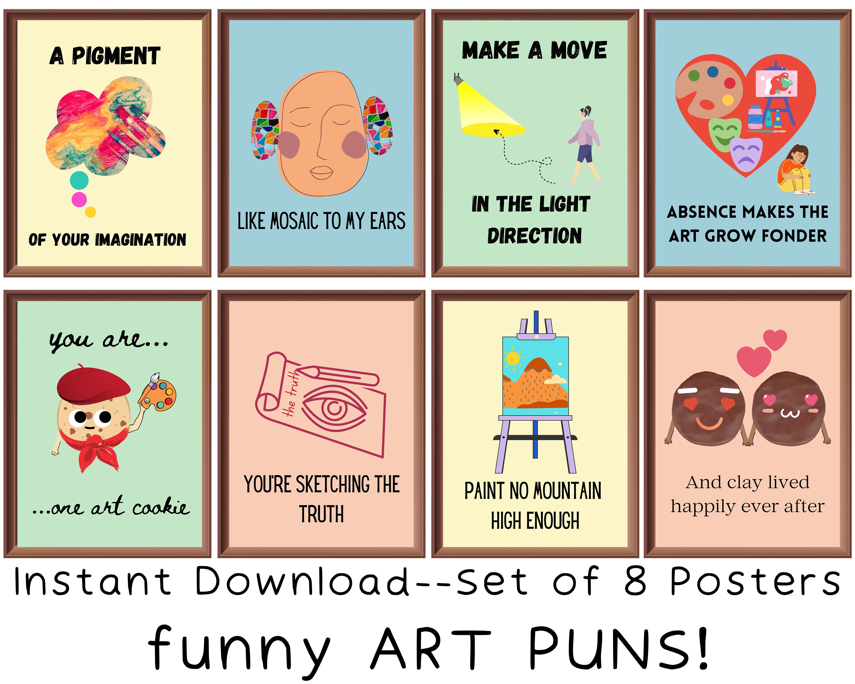 Funny Art Posters set of 8 Printable Posters Art Classroom - Etsy Australia