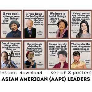 Retro Asian Leaders (set of 8) Printable Posters, AAPI Heritage Month ...