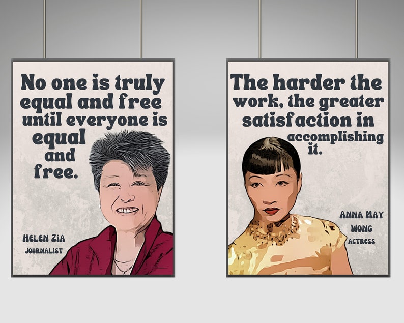 Retro Asian Leaders set of 8 Printable Posters AAPI | Etsy