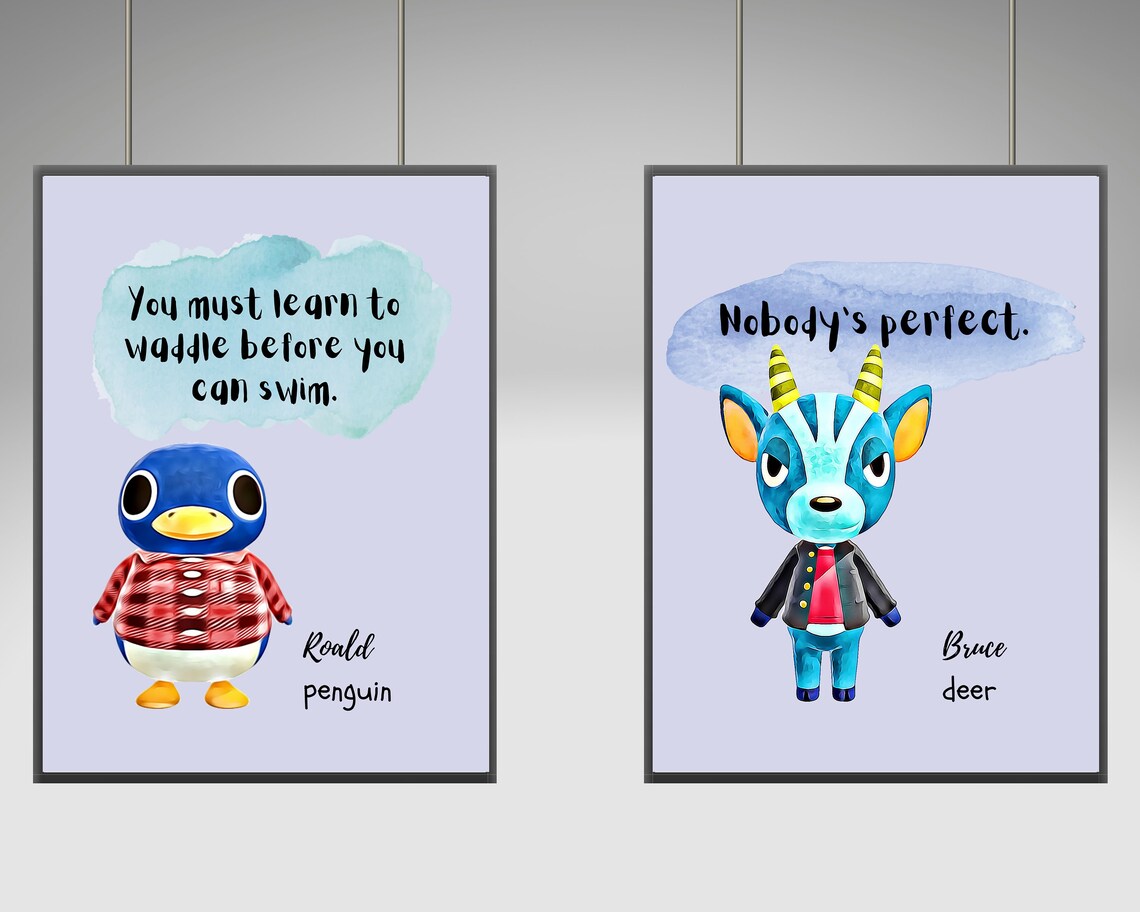 Animal Crossing Themed Posters set of 8 Printable ACNH - Etsy