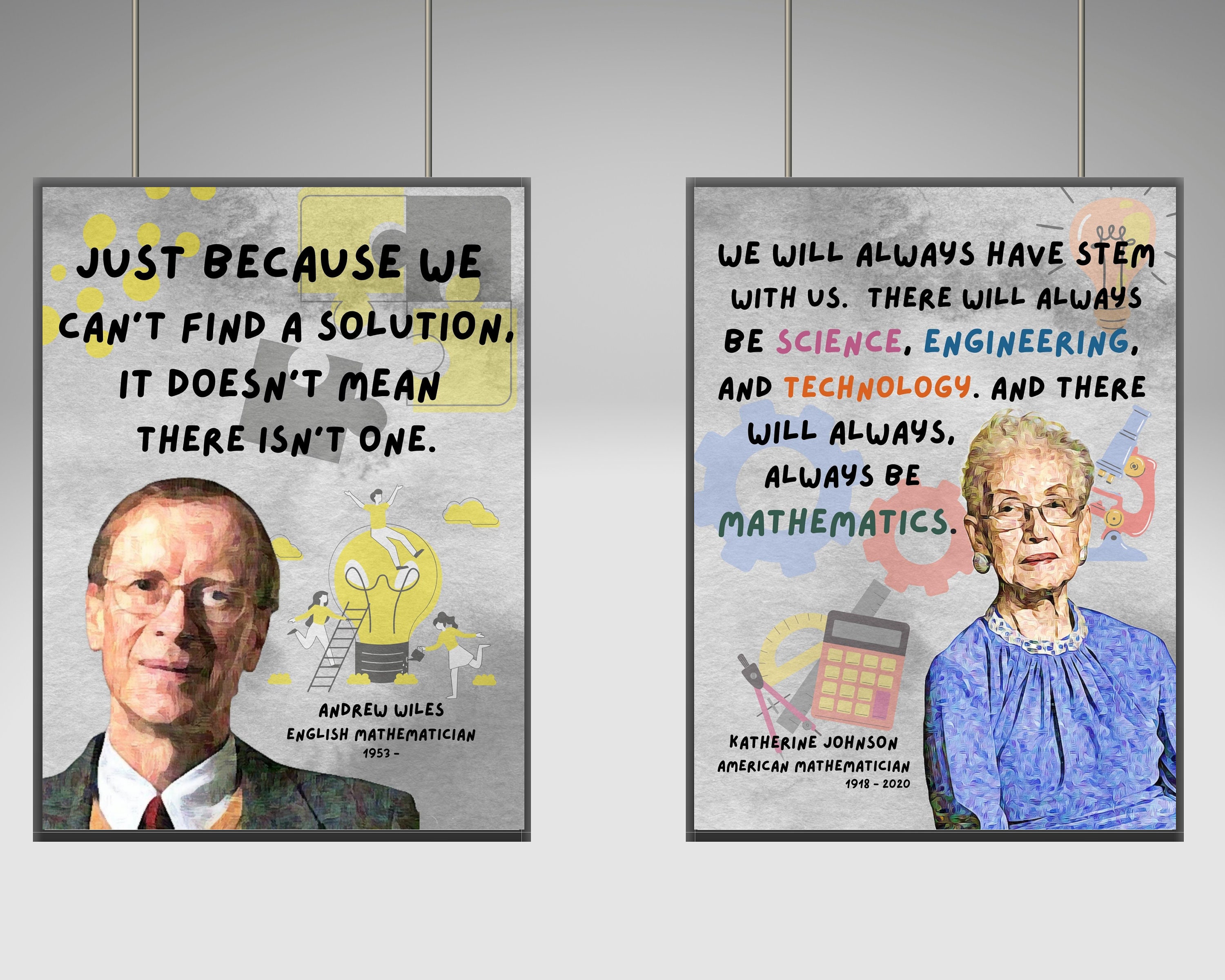 Famous Mathematicians Posters set of 8 Printable Math - Etsy