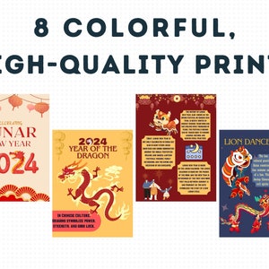 Lunar New Year set of 8 Printable Posters, Chinese New Year 2024 ...