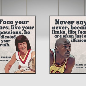 Retro Inspirational Athletes (set of 8) Printable Posters, Motivational ...