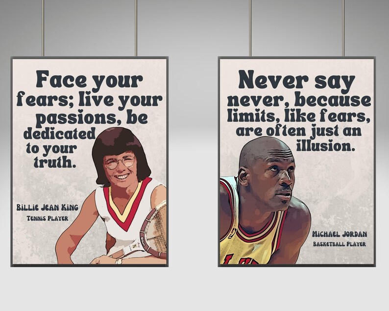 Retro Inspirational Athletes (set of 8) Printable Posters, Motivational ...