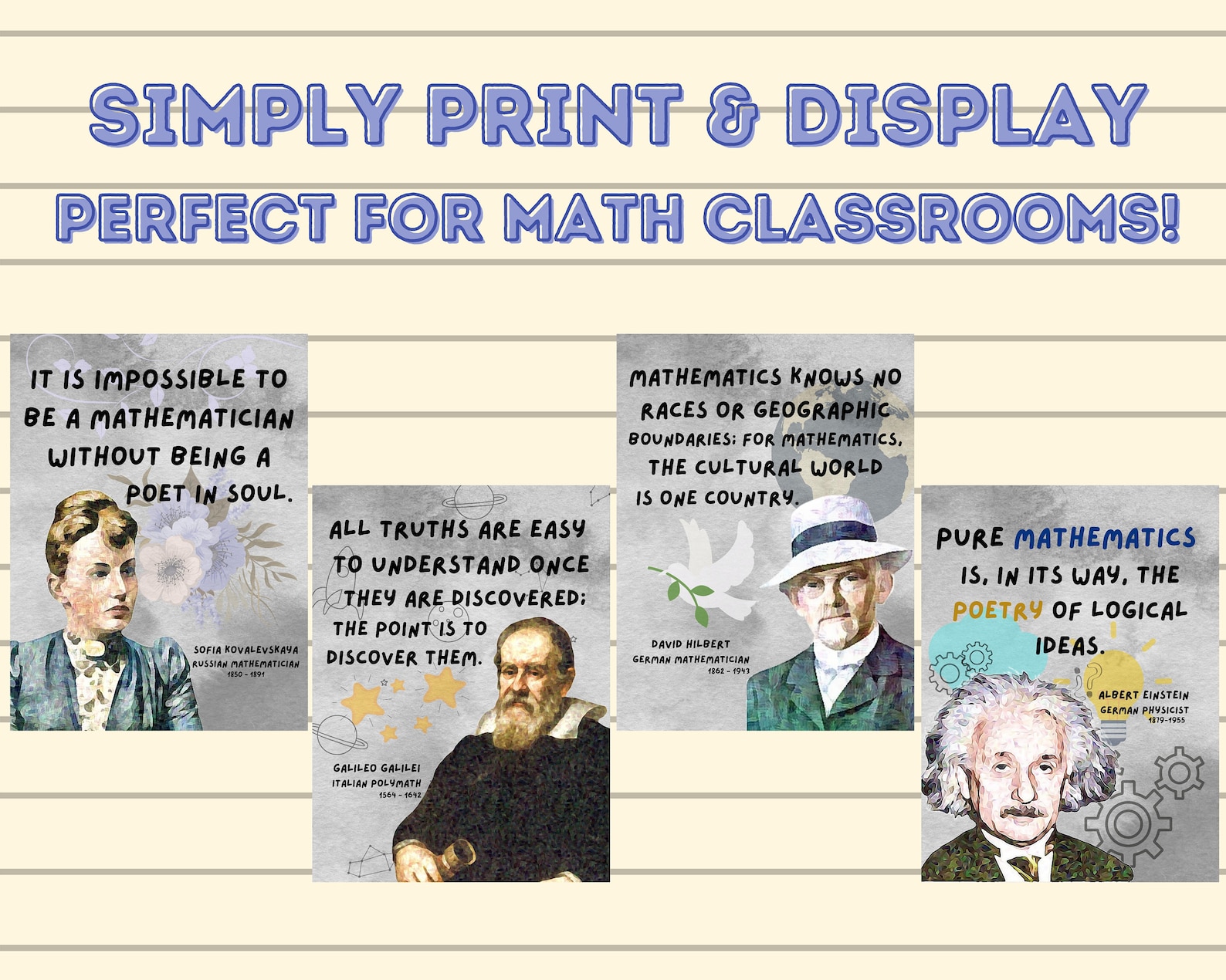 Famous Mathematicians Posters set of 8 Printable Math - Etsy Canada