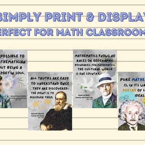 Famous Mathematicians Posters (set of 8) Printable, Math Classroom ...