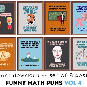 Math Puns Posters set of 8 Printables VOL4 Math (Download Now) - Etsy