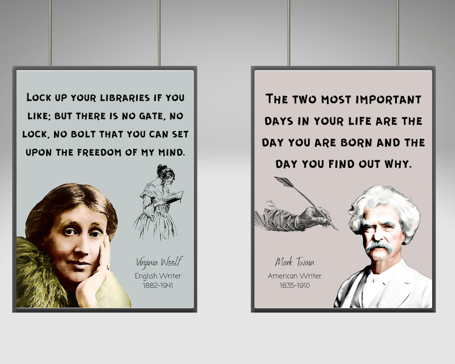 Famous Authors Posters set of 8 Printable English Classroom - Etsy