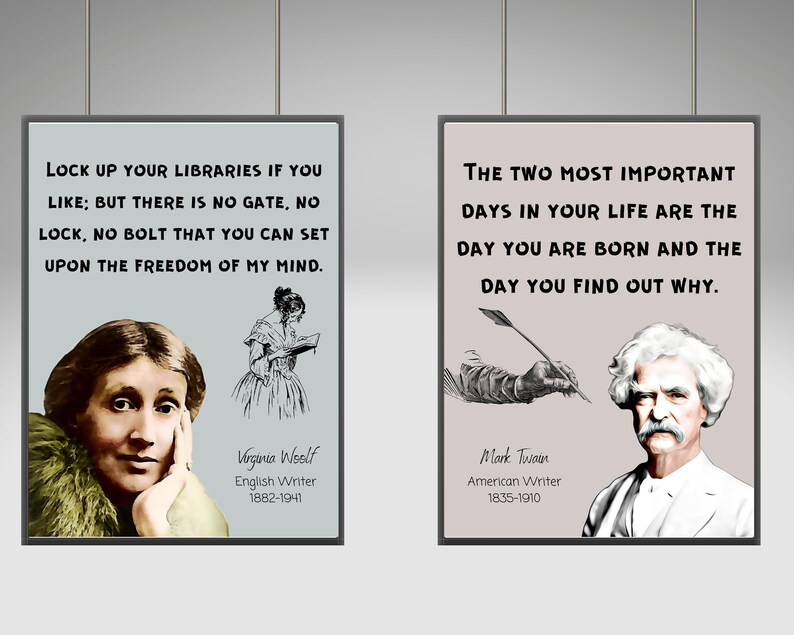 Famous Authors Posters set of 8 Printable English Classroom - Etsy