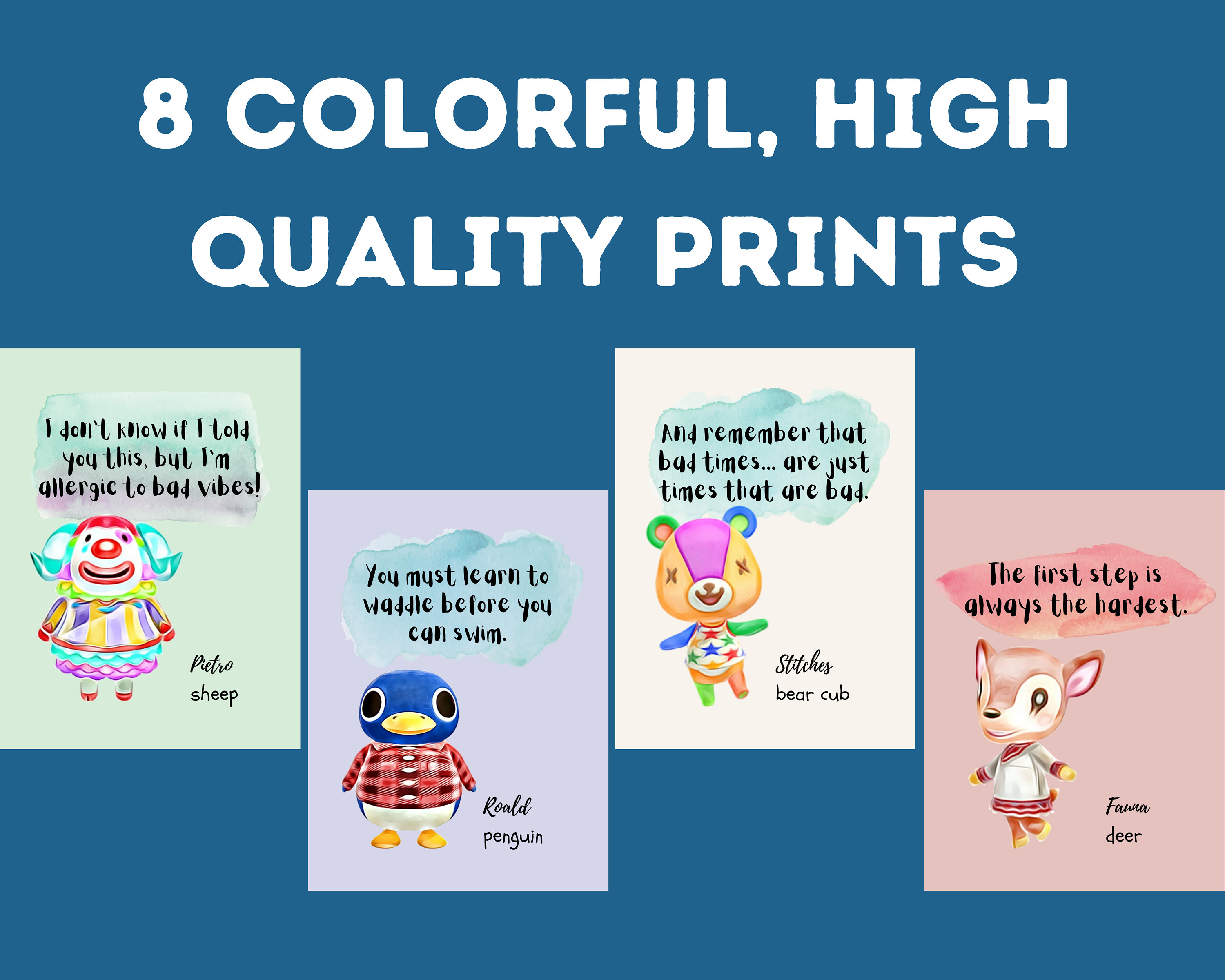 Animal Crossing Themed Posters set of 8 Printable ACNH - Etsy