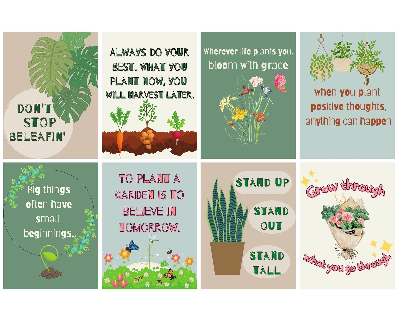 Planty set of 8 Printable Posters Plant Themed Classroom - Etsy