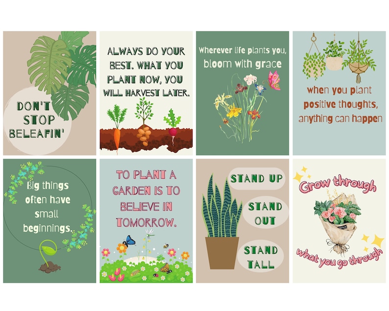 Planty set of 8 Printable Posters Plant Themed Classroom - Etsy