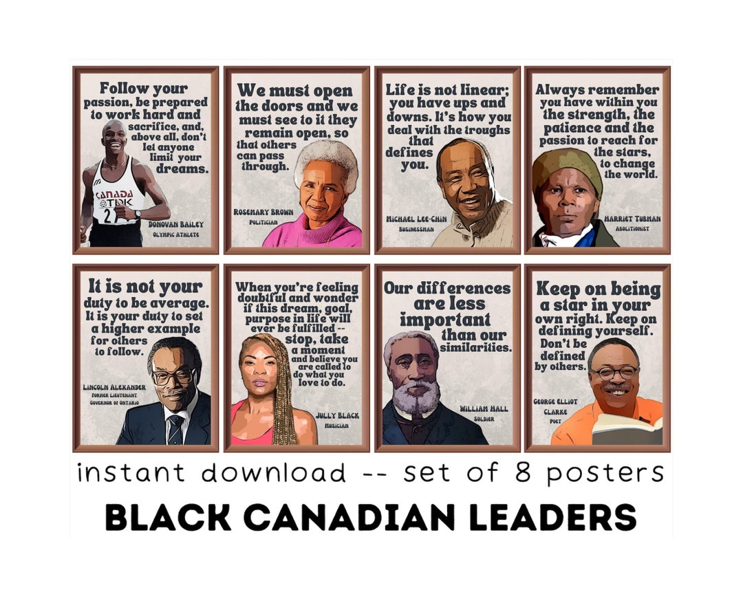Retro Black Canadian Leaders (set of 8) Printables, Posters for Black ...