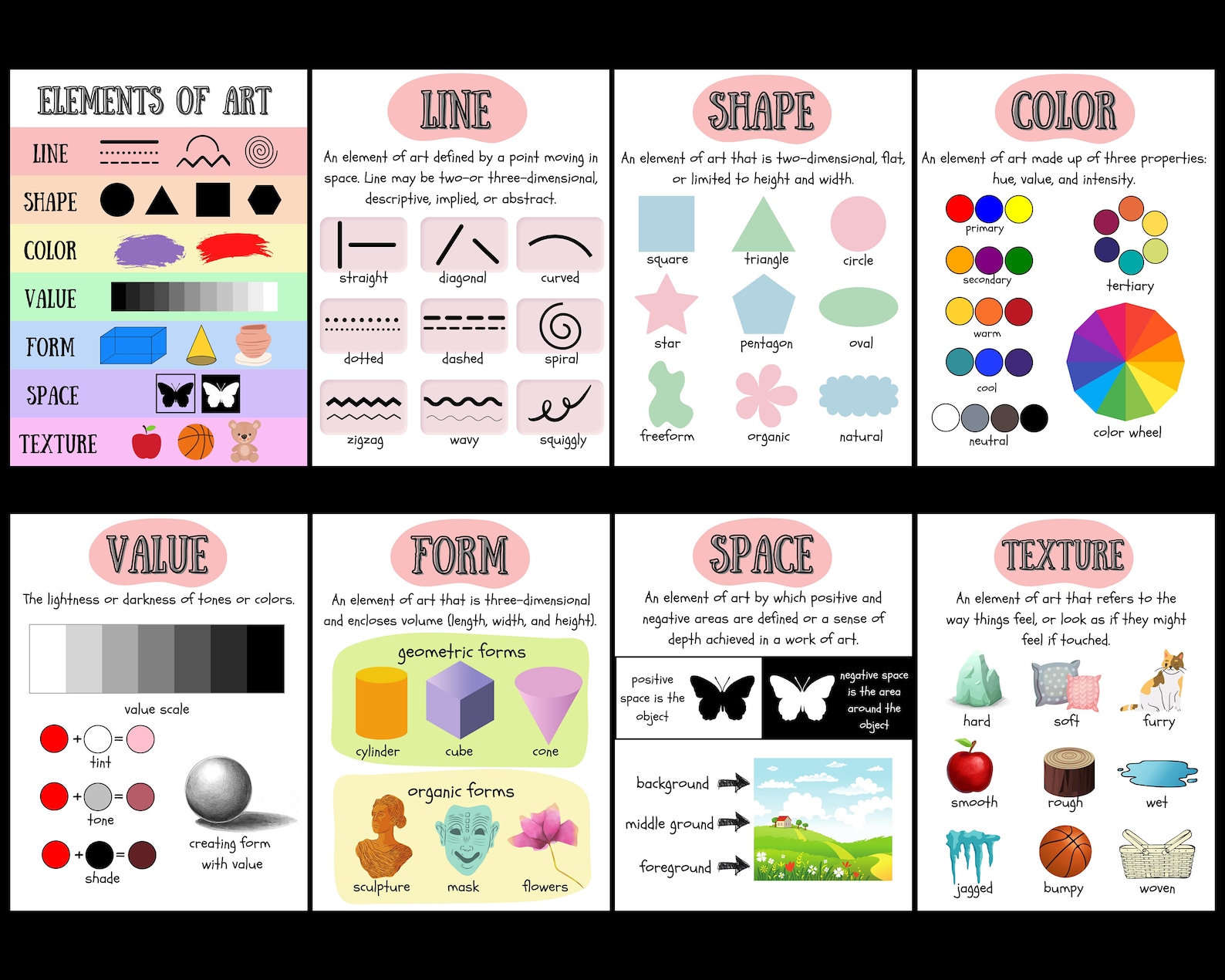 Elements of Art Posters set of 8 Printables Art Classroom - Etsy