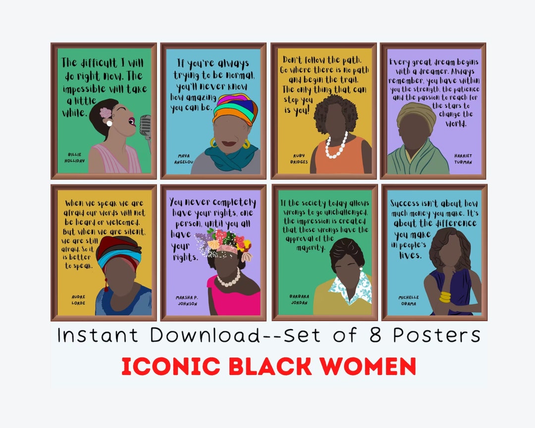 Iconic Black Women in History (set of 8) Printable Posters, Black ...