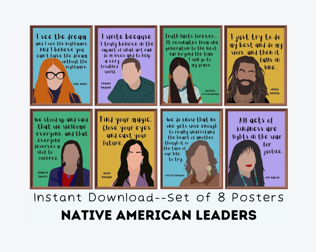 Native American Leaders (set of 8) Printable Posters, Native American ...