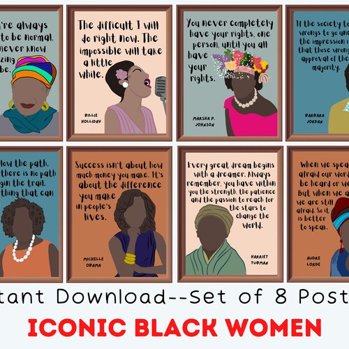 Retro Iconic Black Women in History set of 8 Printable - Etsy