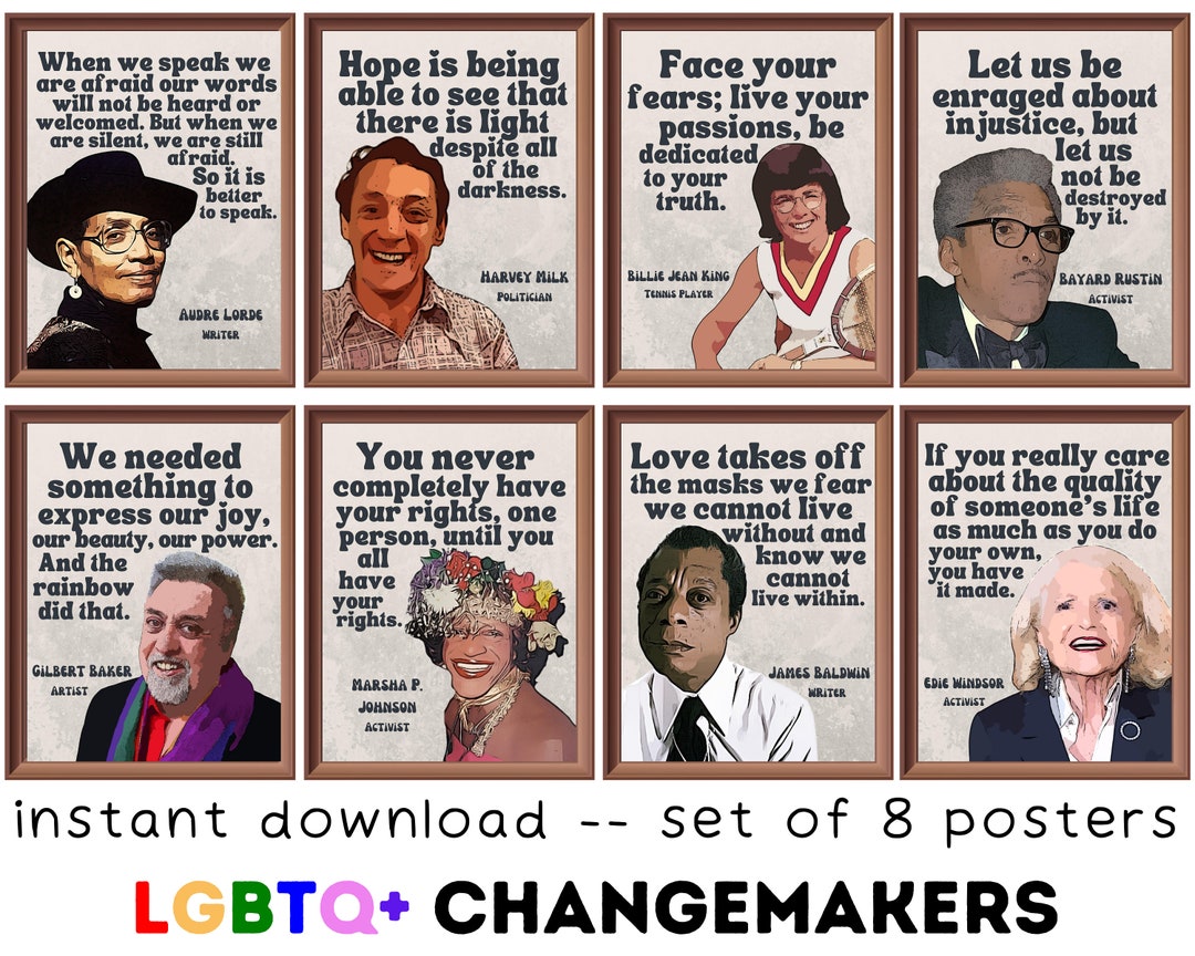 Retro LGBTQ Leaders set of 8 Printables LGBT History Month Posters ...