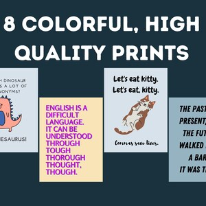 Grammar Puns Posters (set of 8) Printable, ELA Classroom Decor ...