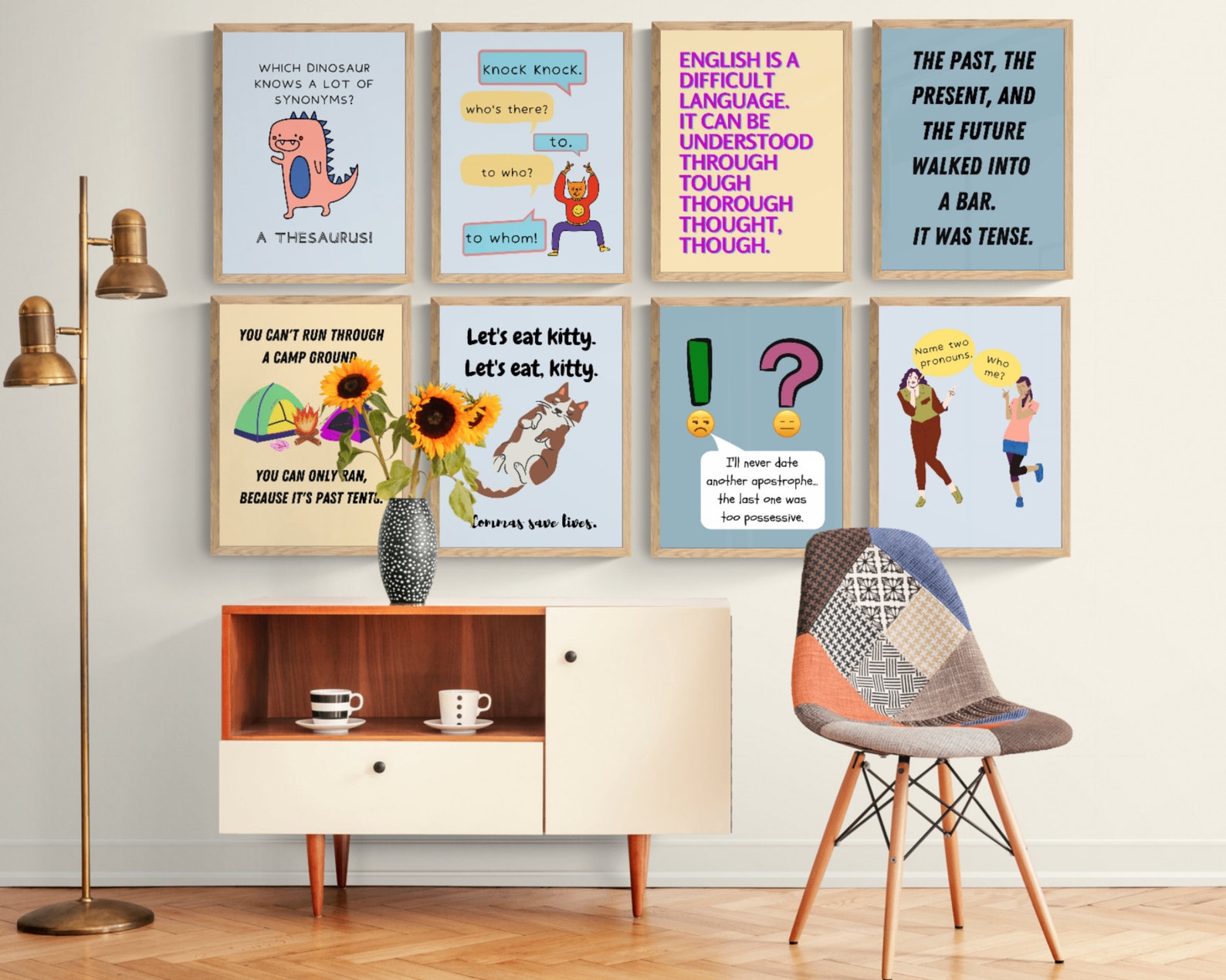 Grammar Puns Posters set of 8 Printable ELA Classroom - Etsy