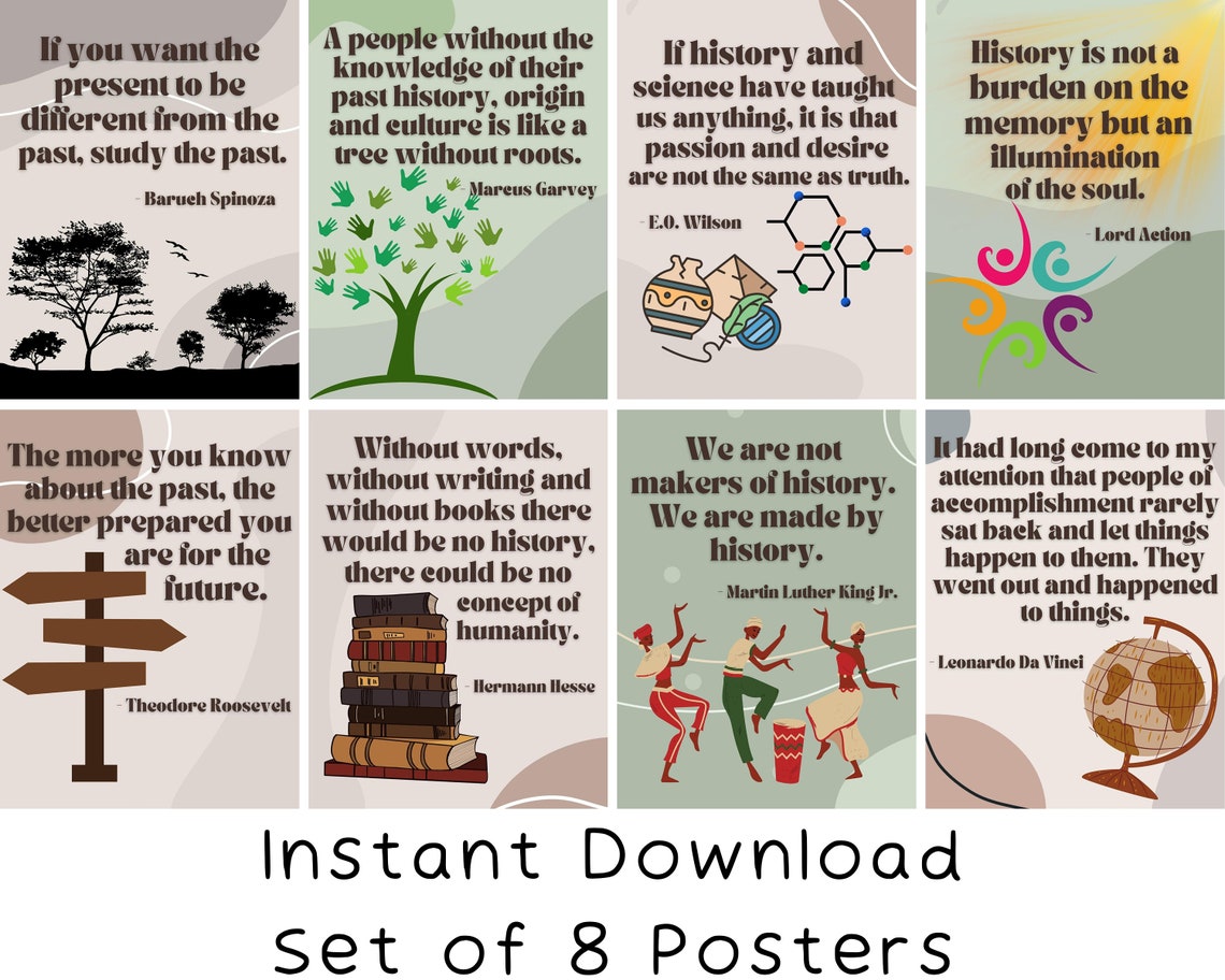 History Quotes set of 8 Printables History Classroom Decor - Etsy
