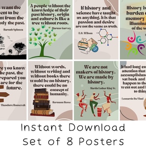 History Quotes (set of 8) Printables, History Classroom Decor ...