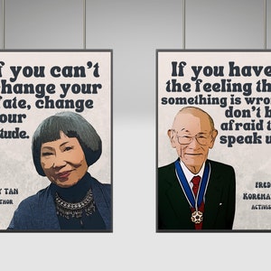 Retro Asian Leaders (set of 8) Printable Posters, AAPI Heritage Month ...