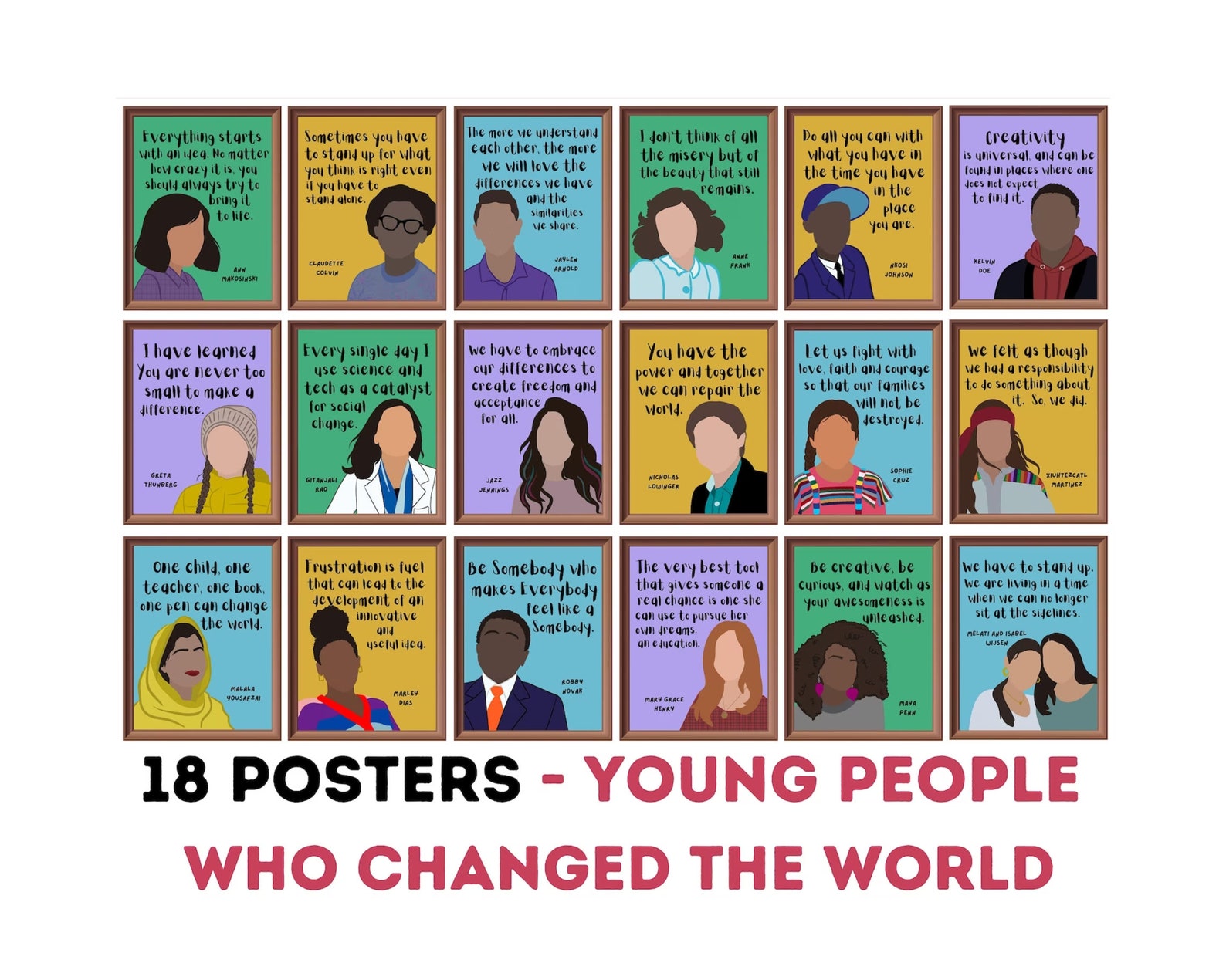 Young People (set of 18) Printable Posters, Elementary and Middle ...