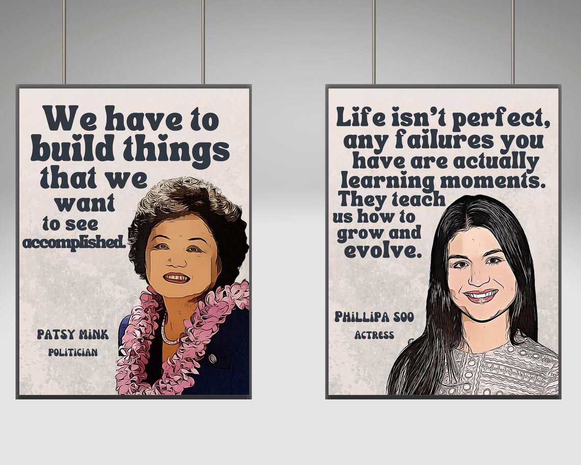 Retro Asian Leaders set of 8 Printable Posters AAPI - Etsy UK