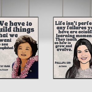 Retro Asian Leaders (set of 8) Printable Posters, AAPI Heritage Month ...