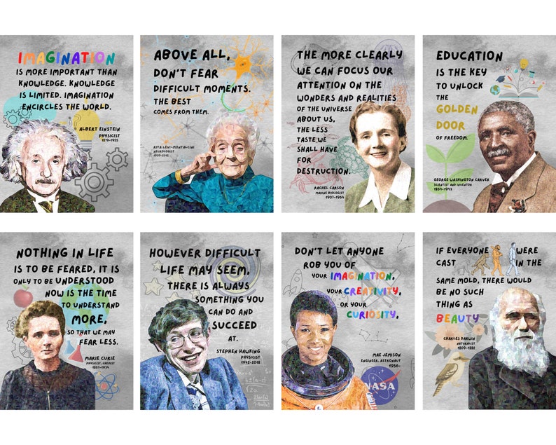Famous Scientists Posters (set of 8) Printable, Science Classroom Decor ...