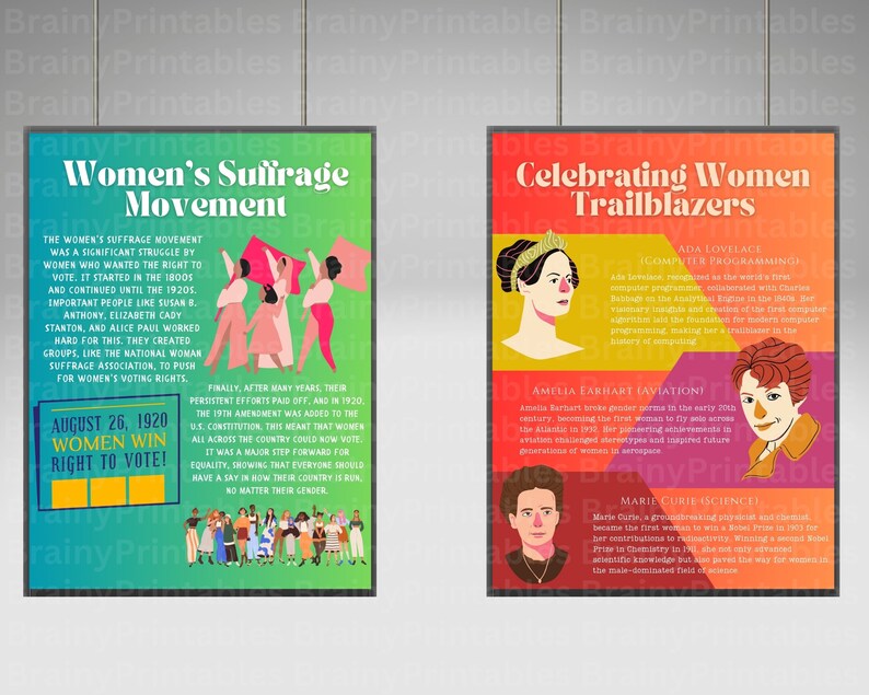 Womens History Month (set of 8) Printable Posters, Bulletin Board ...