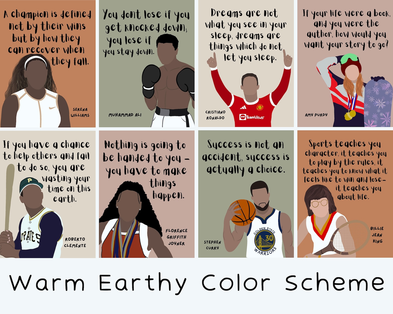 Inspirational Athletes (set of 8) Printable Posters, Motivational ...