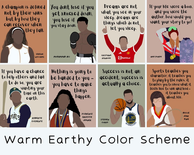 Inspirational Athletes (set of 8) Printable Posters, Motivational ...