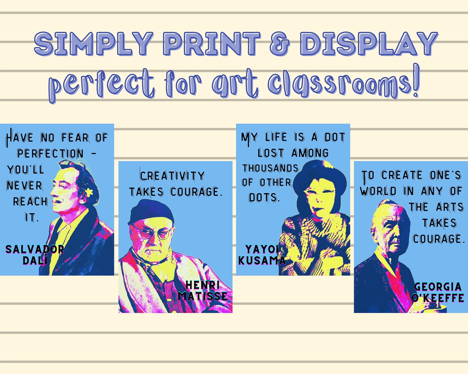 Famous Artists set of 8 Printables Art Classroom Decor Art | Etsy