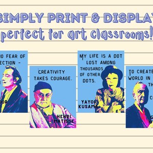 Famous Artists (set of 8) Printables, Art Classroom Decor, Art ...