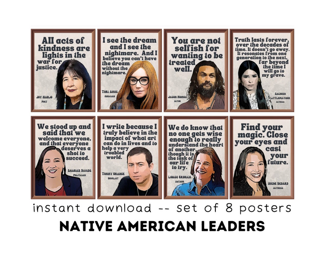 Retro Native American Leaders (set of 8) Printable Posters, Native ...