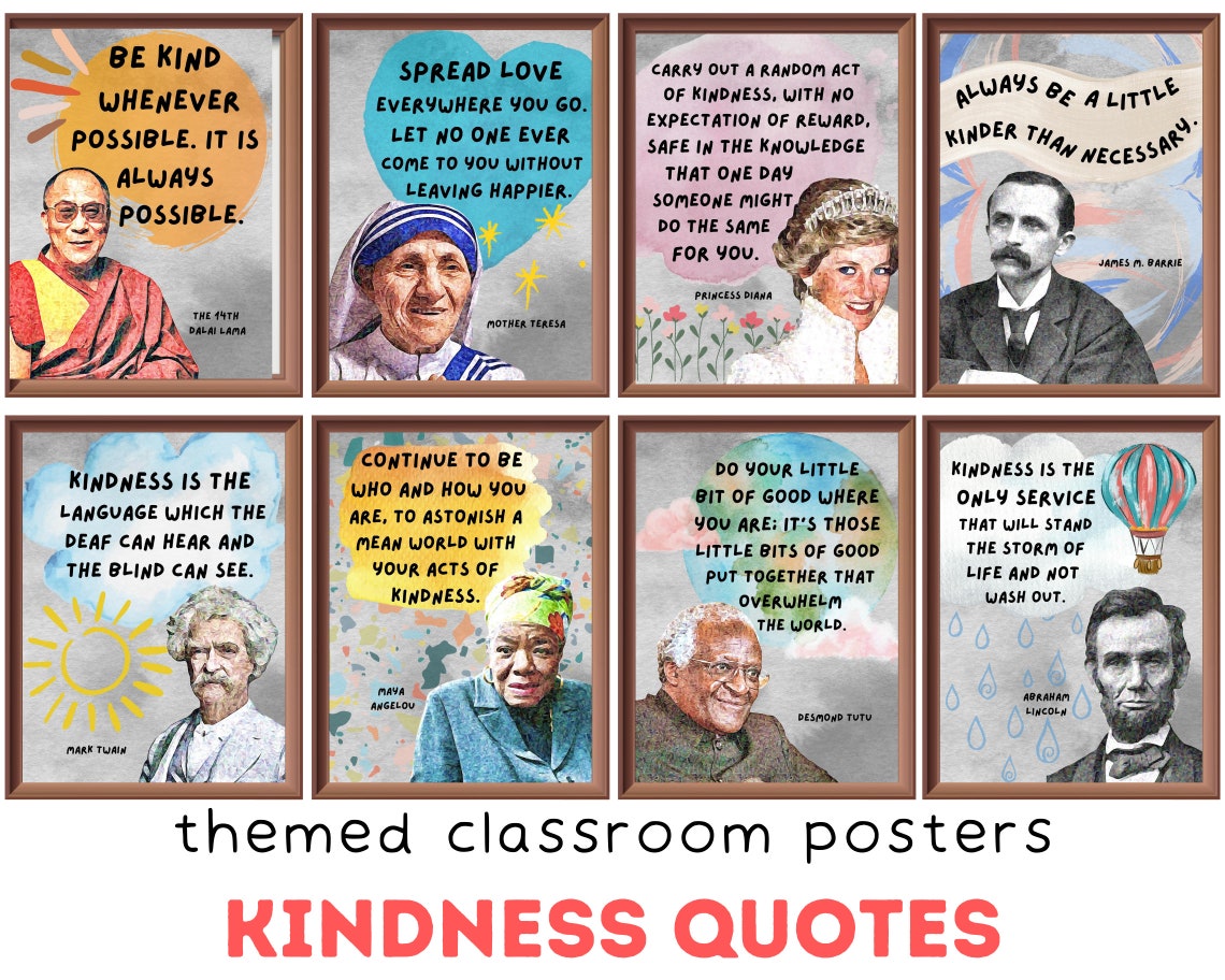 Kindness Matters set of 8 Printable Posters Inspirational - Etsy