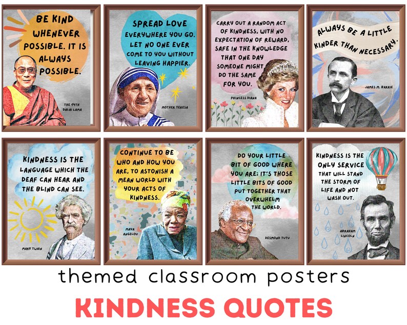 Kindness Matters set of 8 Printable Posters Inspirational - Etsy