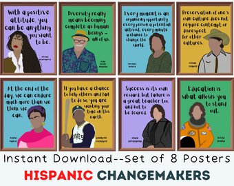 Retro Hispanic Leaders in History set of 8 Printable Posters, Hispanic ...
