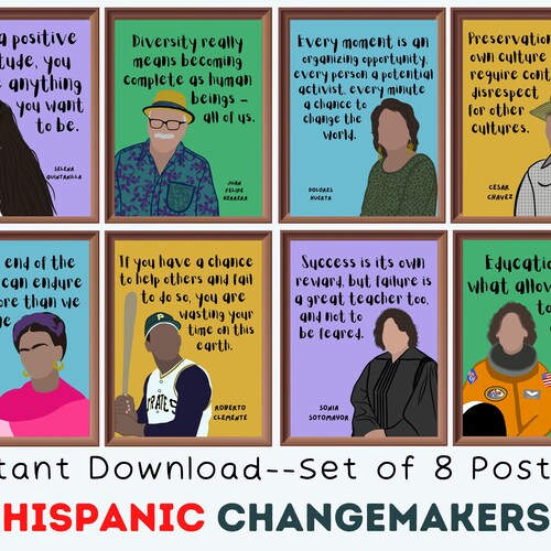 Retro Hispanic Leaders in History set of 8 Printable - Etsy
